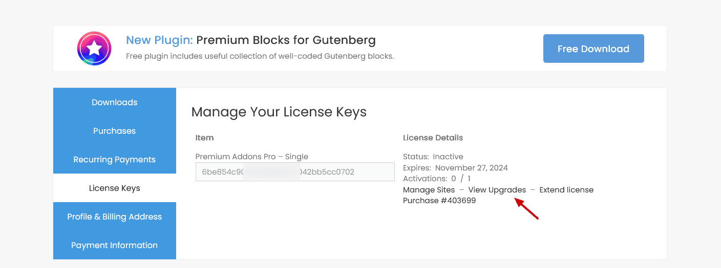 Upgrade Premium Addons License | Premium Addons