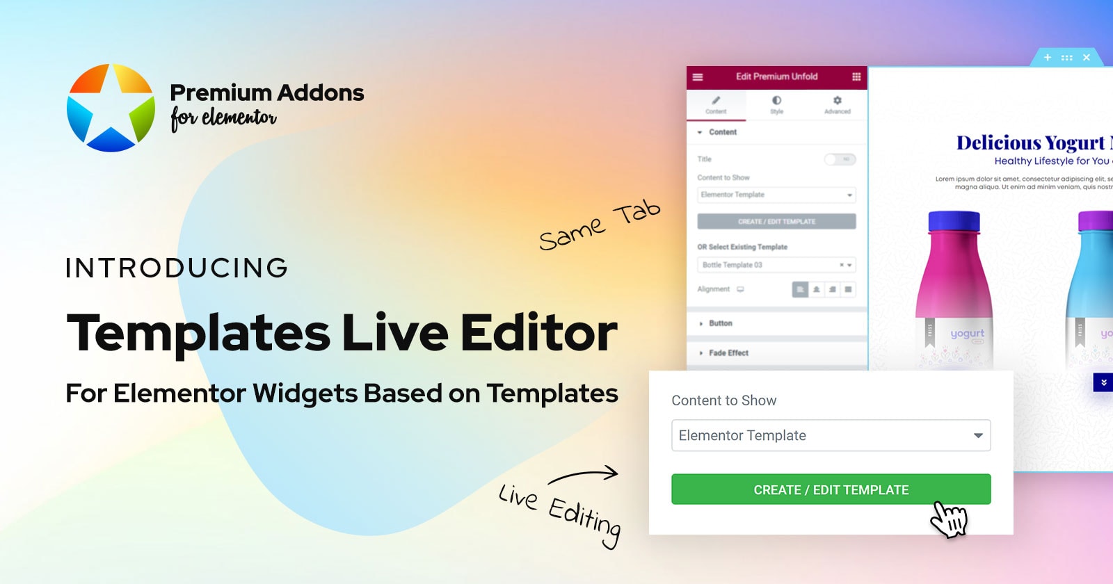 Elementor Templates Live Editor | Premium Addons