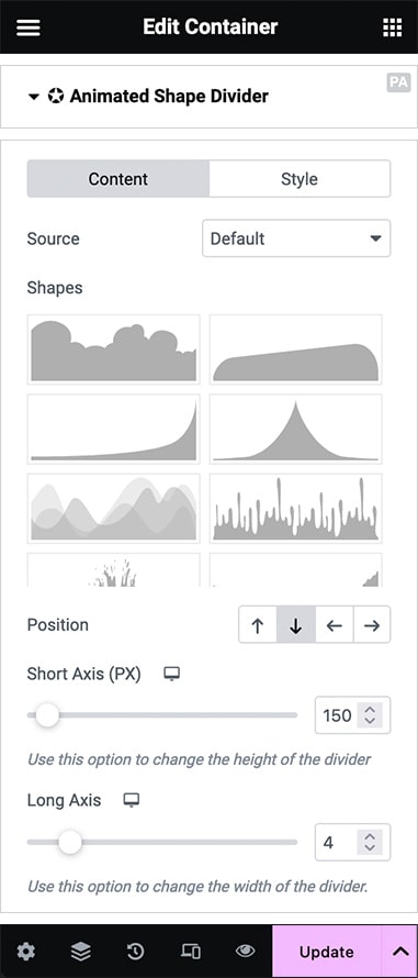 Elementor Animated Shape Divider | Premium Addons for Elementor